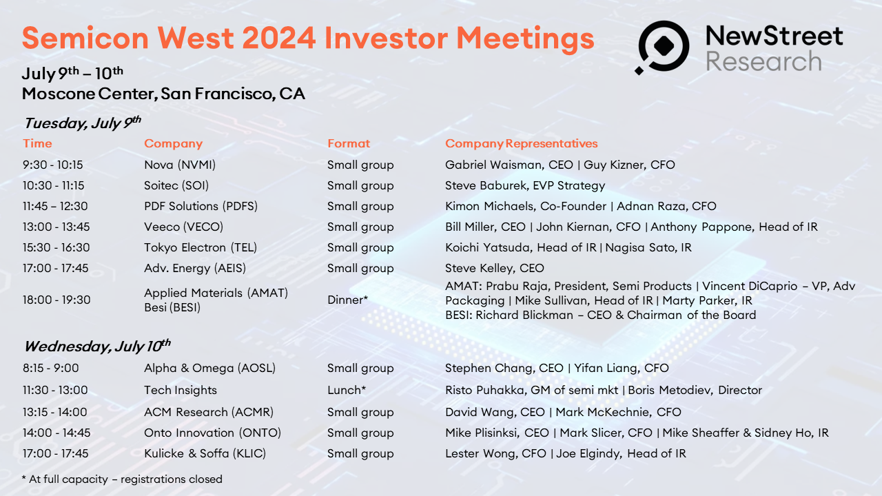 New Street Research » 2024 Semicon West Investor Meetings